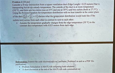 Problem 2 [50 Pts] Consider A 4 Way Intersection From A Square Ventilation Duct Edge Length 0