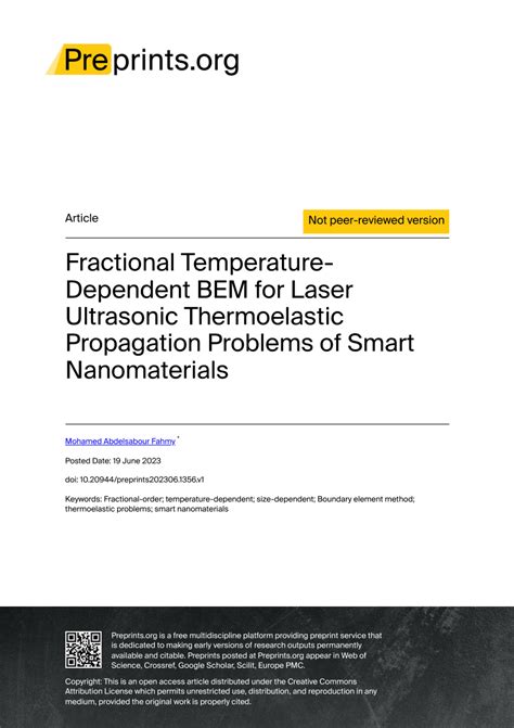 Pdf Fractional Temperature Dependent Bem For Laser Ultrasonic Thermoelastic Propagation