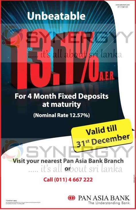 Highest Interest Rate For Fixed Deposit From Pan Asia Bank Synergyy