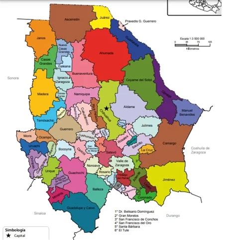 Mapa De Chihuahua Con Nombres De Municipios Y Division Politica Ruta