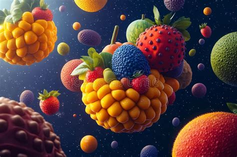 Bountiful Fruit Orbits In A Cosmic Landscape Blending Nature And The