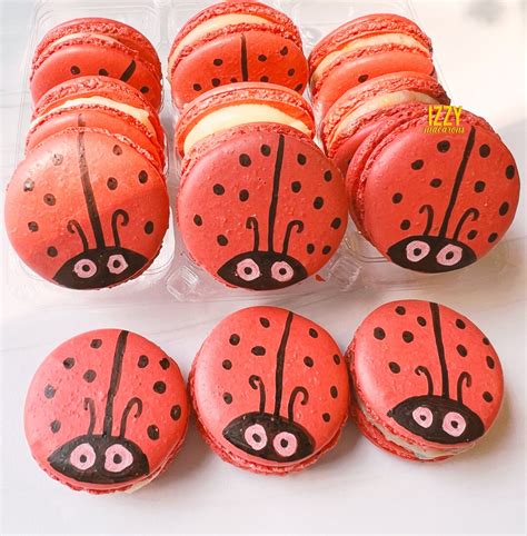 Ladybug Macarons 12 Or 24 Choose Your Flavors Edible Macaroons French Cookies Ladybug