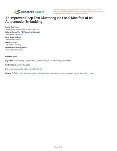Pdf An Improved Deep Text Clustering Via Local Manifold Of An