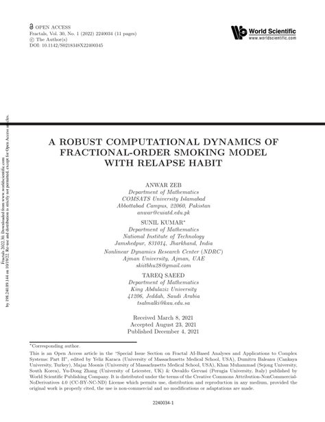 Pdf A Robust Computational Dynamics Of Fractional Order Smoking Model