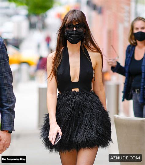 Dakota Johnson Sexy Seen Out In A Revealing Dress In NYC AZNude