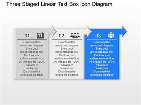 Ak Three Staged Linear Text Box Icon Diagram Powerpoint Template Slide PowerPoint Presentation