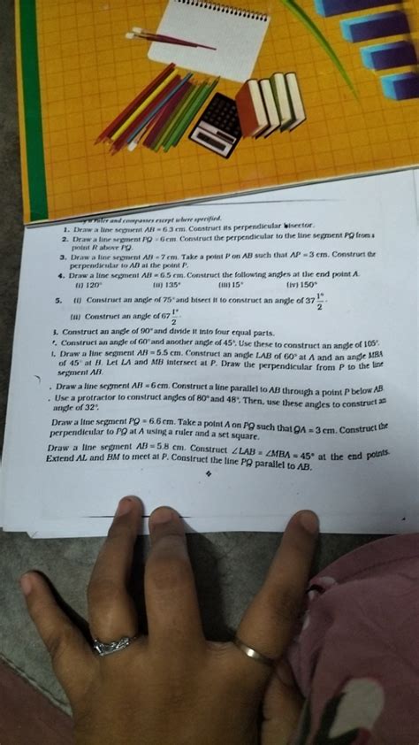 2 Daw A Line Scgment Ab 6 3 Cm Construct Its Perpendicular Bisector