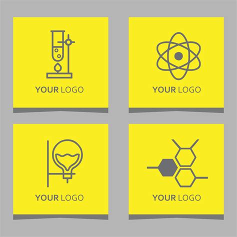 Chemical Logos And Laboratory Equipment Drawn On Colored Paper Very Suitable For Company Logos