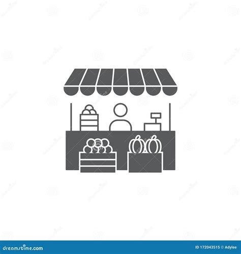 Farmers Market Stall Vector Icon Symbol Isolated On White Background