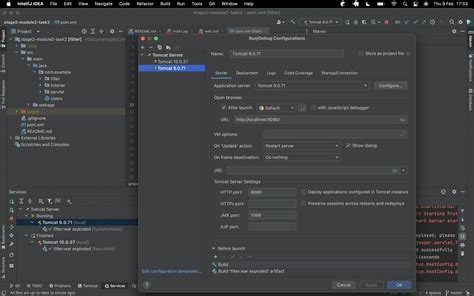 java how to setup tomcat 9 server to run it on intellij idea ue