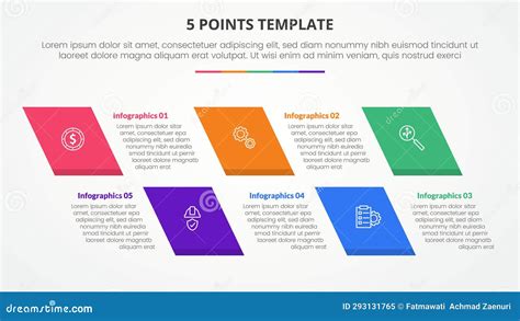 5 Points Stage Template Infographic Concept For Slide Presentation With Skew Rectangle With 5