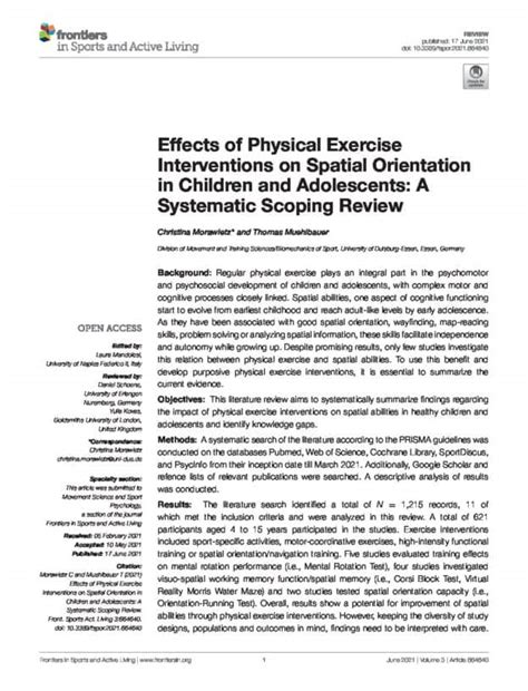 Effects Of Physical Exercise Interventions On Spatial Orientation