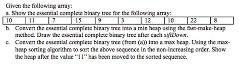 Solved Given The Following Array Show The Essential