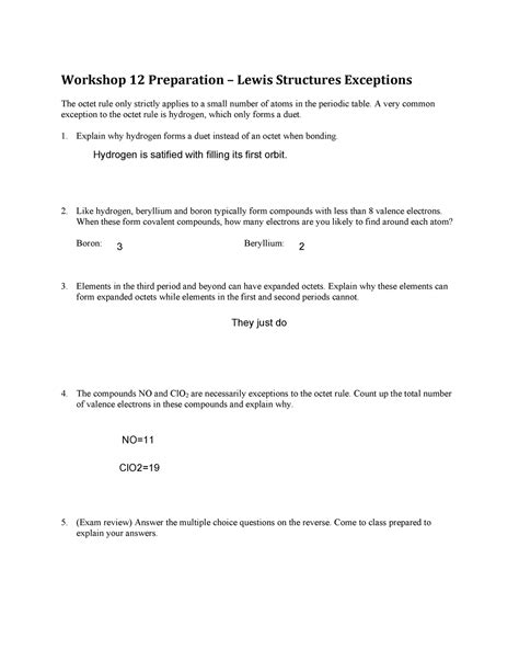 Workshop 12 Preparation Lewis Structures Exceptions And Exam Review