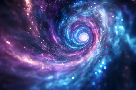 Hypnotic Galaxy Swirl With Vibrant Colors In Deep Space Stock