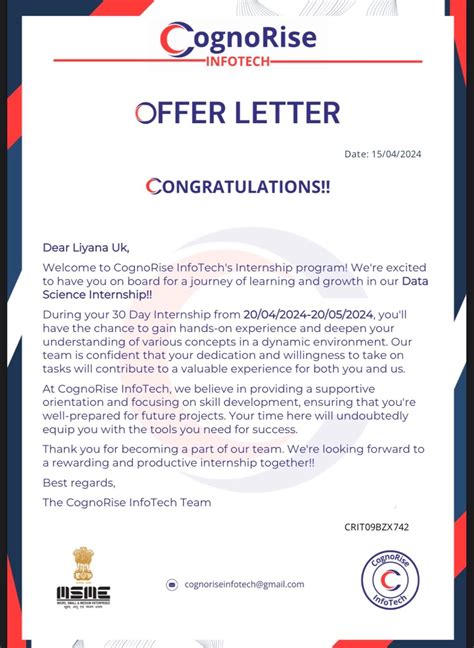 Liyana Uk On Linkedin Cognoriseinfotech Cognorise Datascience Internship