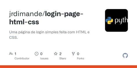 Github Jrdimande Login Page Html Css Uma P Gina De Login Simples Feita Com Html E Css