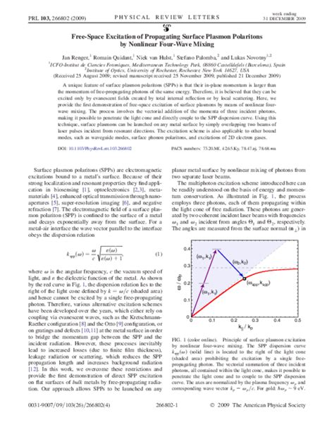 Pdf Free Space Excitation Of Propagating Surface Plasmon Polaritons
