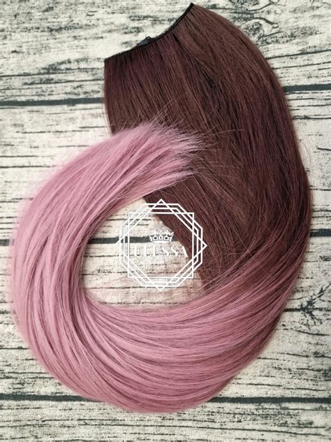 ТОП Екстеншън V образен модел Бутикова Серия Цвят Омбре Натурално Кафяв Пепел от Рози с