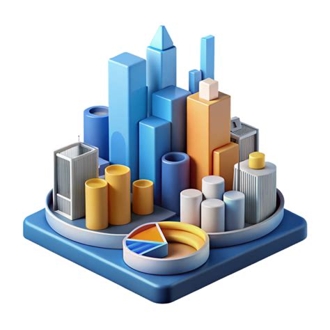 Data Visualization Abstract Cityscape Of 3d Charts And Graphs 55924992 Png