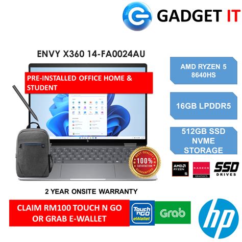 HP ENVY X360 14 FA0024AU 14 FA0025AU 14 FA0057AU LAPTOP RYZEN 5 8640HS 16GB 512GB 14 WUXGA