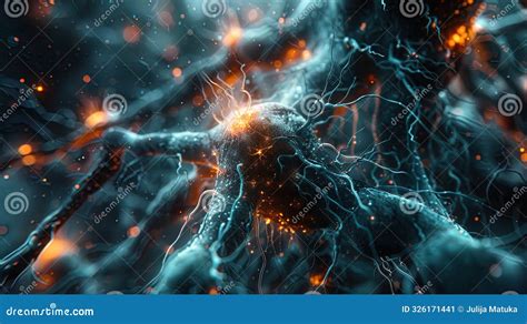 Close-Up View of a Neuron Firing, Illustrating Complex Brain Activity Stock Image - Image of ...