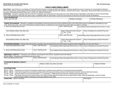 Form Dcf F Cfs0062 Fill Out Sign Online And Download Printable Pdf