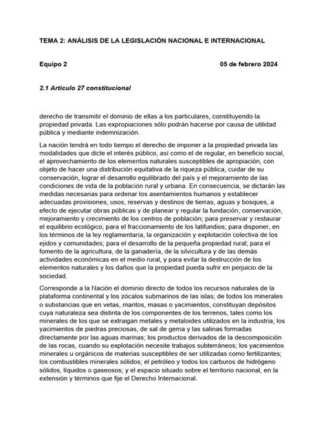 Tema 2 Analisis De La Legislacion Nacional E Internacional Pdf