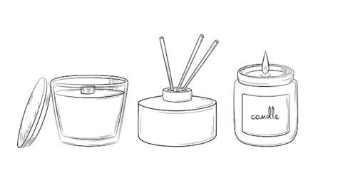 Premium Vector Air Freshener And Candles In A Jar Drawn In Sketch