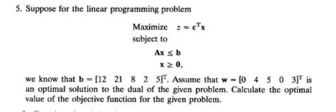Solved Suppose For The Linear Programming Problem Maximize