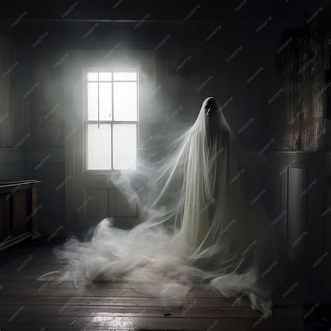 Premium Ai Image Ethereal Translucent Ghost In A Haunted House
