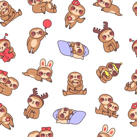 귀여운 카와이 아기 게으름 모양 프리미엄 벡터