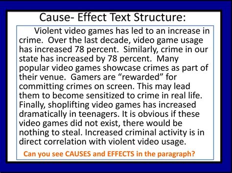 cause and effect text structure