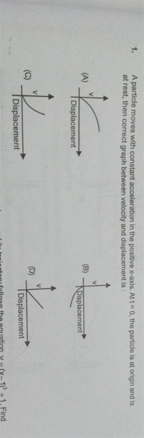 A Particle Moves With Constant Acceleration In The Positive X Axis At T