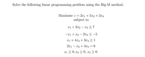 Solved Solve The Following Linear Programming Problem Using