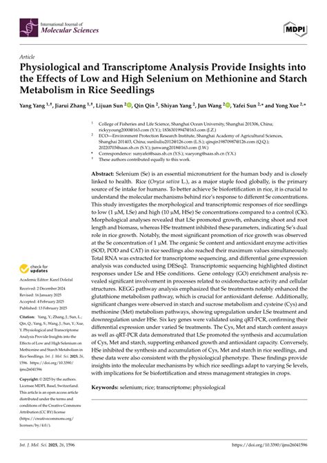 Pdf Physiological And Transcriptome Analysis Provide Insights Into The Effects Of Low And High