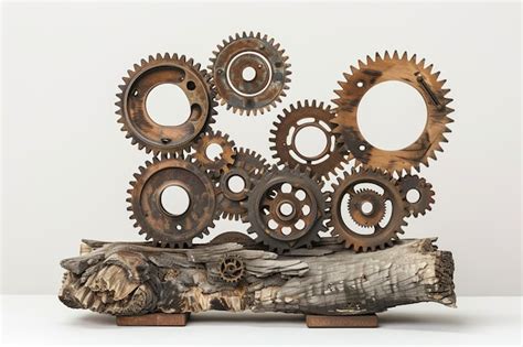 Premium Photo Craft An Abstract Sculpture Of Interlocking Gears Generative Ai