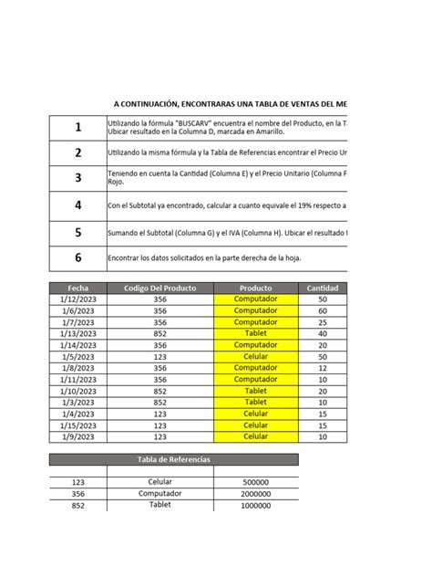 Prueba De Excel Intermedio Pdf Bienes Manufacturados Equipo