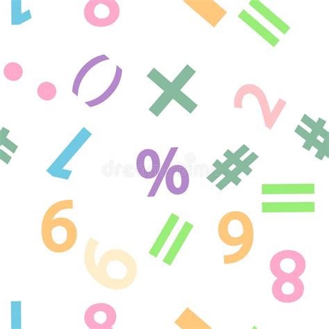 Colorful Numbers Math Symbols And Formulas Seamless Pattern
