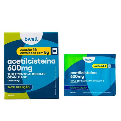 Acetilcisteína 600mg Bwell Sabor Laranja 16 Envelopes Preço E Para