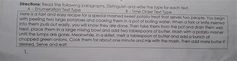 directions read the following paragraphs distinguish and write the