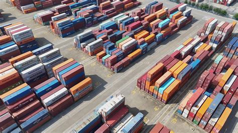 aerial view of modern container port free stock video footage royalty
