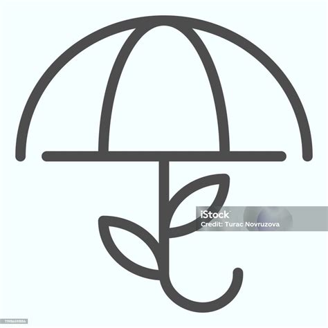 우산 선 아이콘을 열었습니다 흰색에 격리 된 나뭇잎 벡터 그림 우산 기상 개요 스타일 디자인 웹 및 응용 프로그램을 위해 설계 Eps 10 0명에 대한 스톡 벡터 아트 및