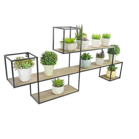 Admired By Nature White Oak Wood Offset Wall Mounted Metal Hanging