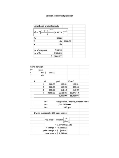 Solution To Convexity Question Pdf Bond Duration Valuation Finance