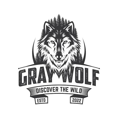 늑대 빈티지 로고 벡터 일러스트 레이 션 프리미엄 벡터