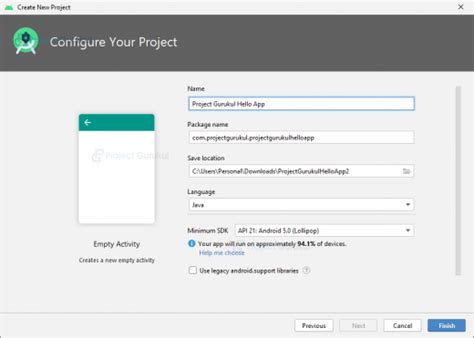 Android Hello World Develop Hello World Program In Android Studio Project Gurukul