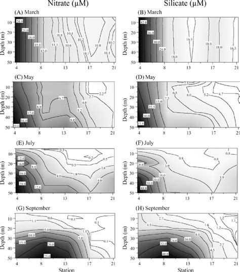 Vertical Sections For Distributions Of Nitrate A C E And G And Download Scientific Diagram