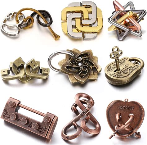 Wettarn 9 Pcs Metal Brain Teaser Puzzles Teaser 3d Steel