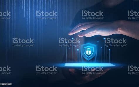 Hands Protecting Personal Data Information On Tablet Information And Cyber Security Technology